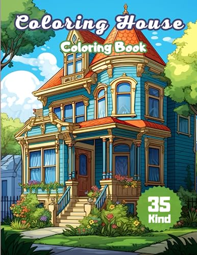 35 House Coloring Book For Adult: Coloring Book With 35 Unique Vivid ...