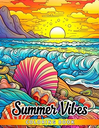Summer Vibes Coloring Book: Wonderful Scenes Of Island On The Beach ...