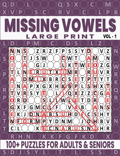 Missing Vowels Word Search: 100+ Large Print Puzzles for Adults and ...