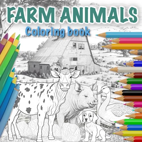 Farm animals: animal coloring book for kids: cute animals around the ...