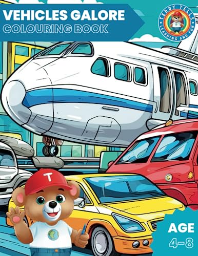 Vehicles Galore Colouring Book: Cool Cars, Trucks, Bikes, Planes ...