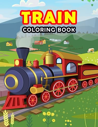 Train Coloring Book: 50 Coloring Pages Stress Relief and Relaxation for ...