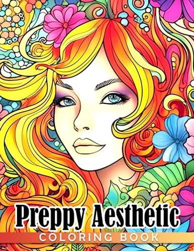 Preppy Aesthetic Coloring Book: Amazing Coloring Pages Of Cute, Simple ...