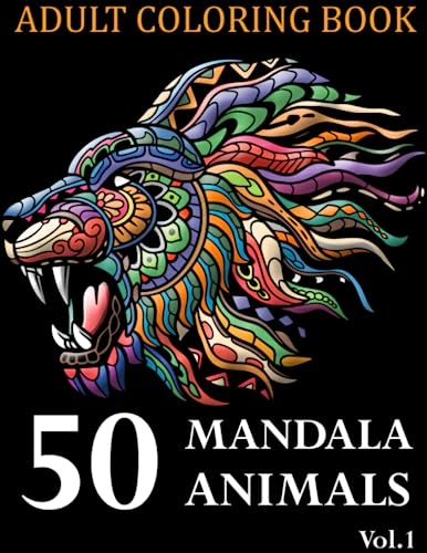 50 Mandala Animals: Adult Coloring Book with Relaxing Mandalas Patterns ...