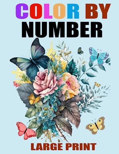 Large Print Color By Number Adult Coloring Book: Fun Coloring Pages of ...