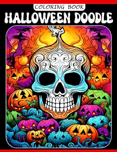 Halloween Doodle Coloring Book: Doodle Art Coloring Pages For Adults ...