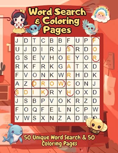 Word Search & Coloring Book For Kids 6-12: 50 Fun and Educational ...
