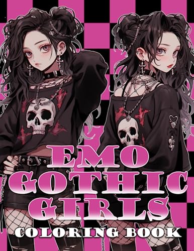 Emo Gothic Girls Coloring Book: Beauty of Dark Aesthetics Coloring ...