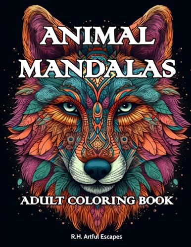 Animal Mandalas Adult Coloring Book: 50 Stress-Relieving Animal ...