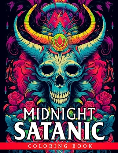 Midinght Satanic Coloring Book: Creepy Coloring Pages On Black ...