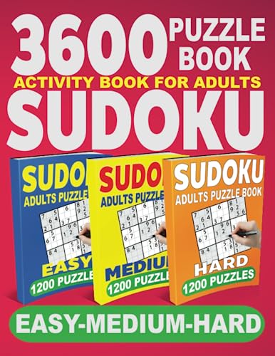 3600 Sudoku Puzzle Book Activity Book For Adults Sudoku Adult Puzzles ...
