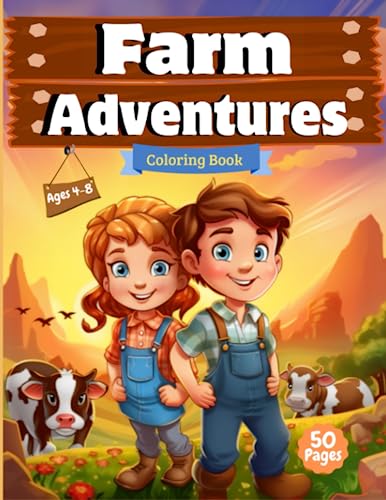 Farm Adventures coloring book for kids: Easy and adorable coloring ...