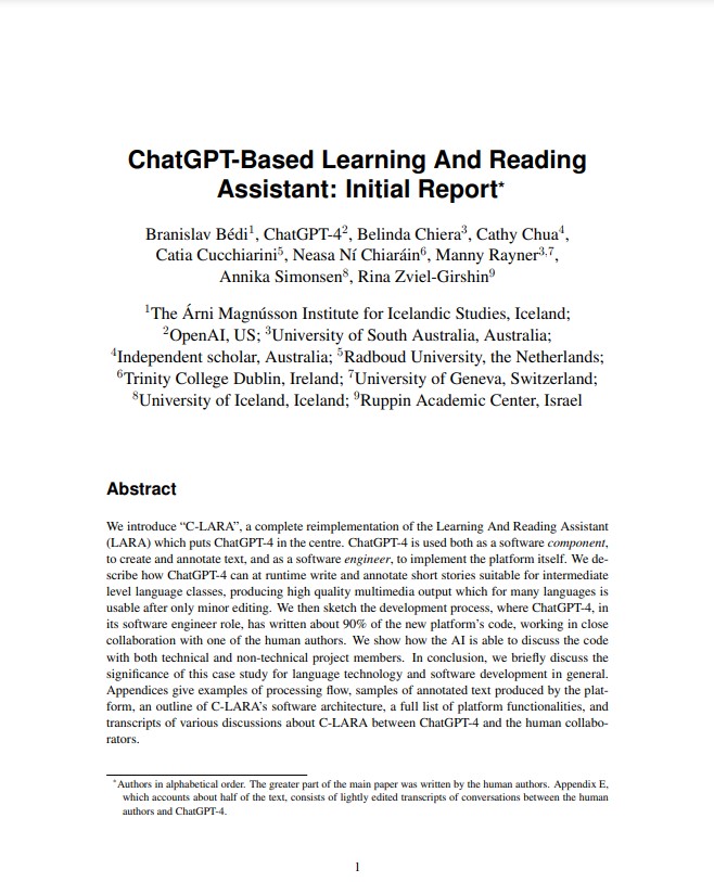 ChatGPT-Based Learning And Reading Assistant: Initial Report by Branislav Bédi | Goodreads