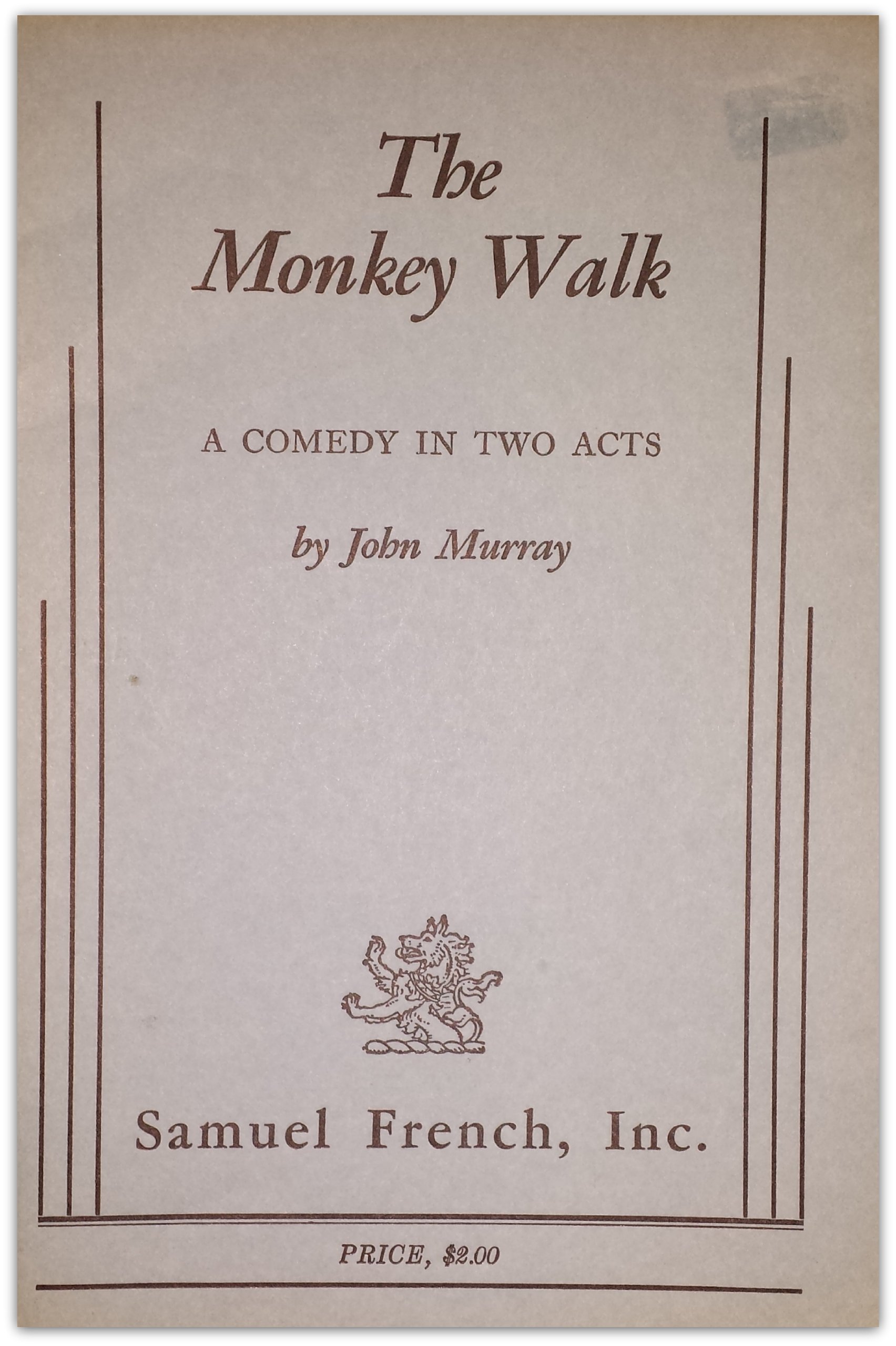 The Monkey Walk: A Comedy in Two Acts by John Murray | Goodreads
