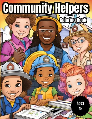 Community Helpers Coloring Book: Diverse Police Officers, Firefighters ...