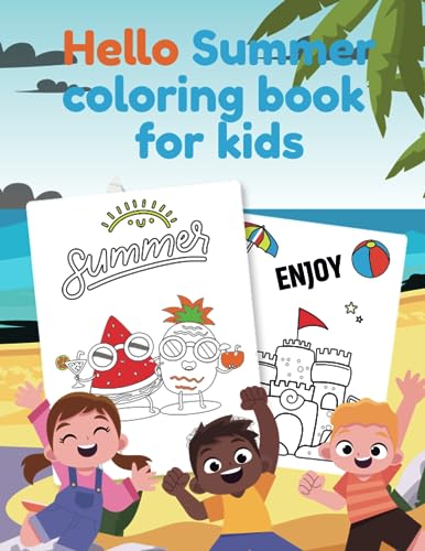 Hello Summer Coloring Book For Kids: Fun Coloring Book with Simple ...