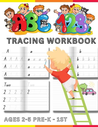 ABC 123 TRACING FOR KIDS 2-5 LETTERS AND NUMBERS PLUS PRIMARY RULED ...