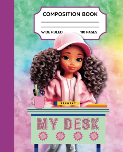 Composition Notebook | Wide Ruled Paper | Colorful "My Desk ...