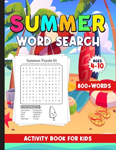 Summer Word Search Activity book For Kids ages 4-10 by Mary Rm Pullins ...