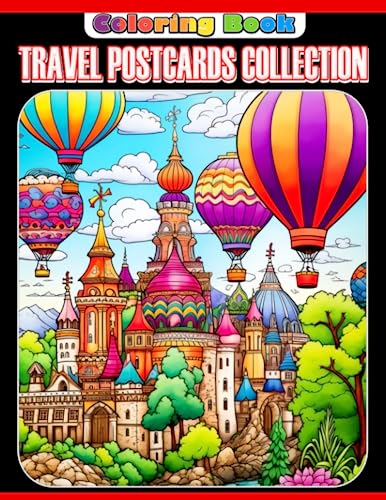 Travel Postcards Collection Coloring Book: Colorful Postcard Designs ...
