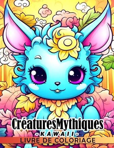 Livre de coloriage de créatures mythiques Kawaii: Pages de coloriage d'animaux bébés magiques ...