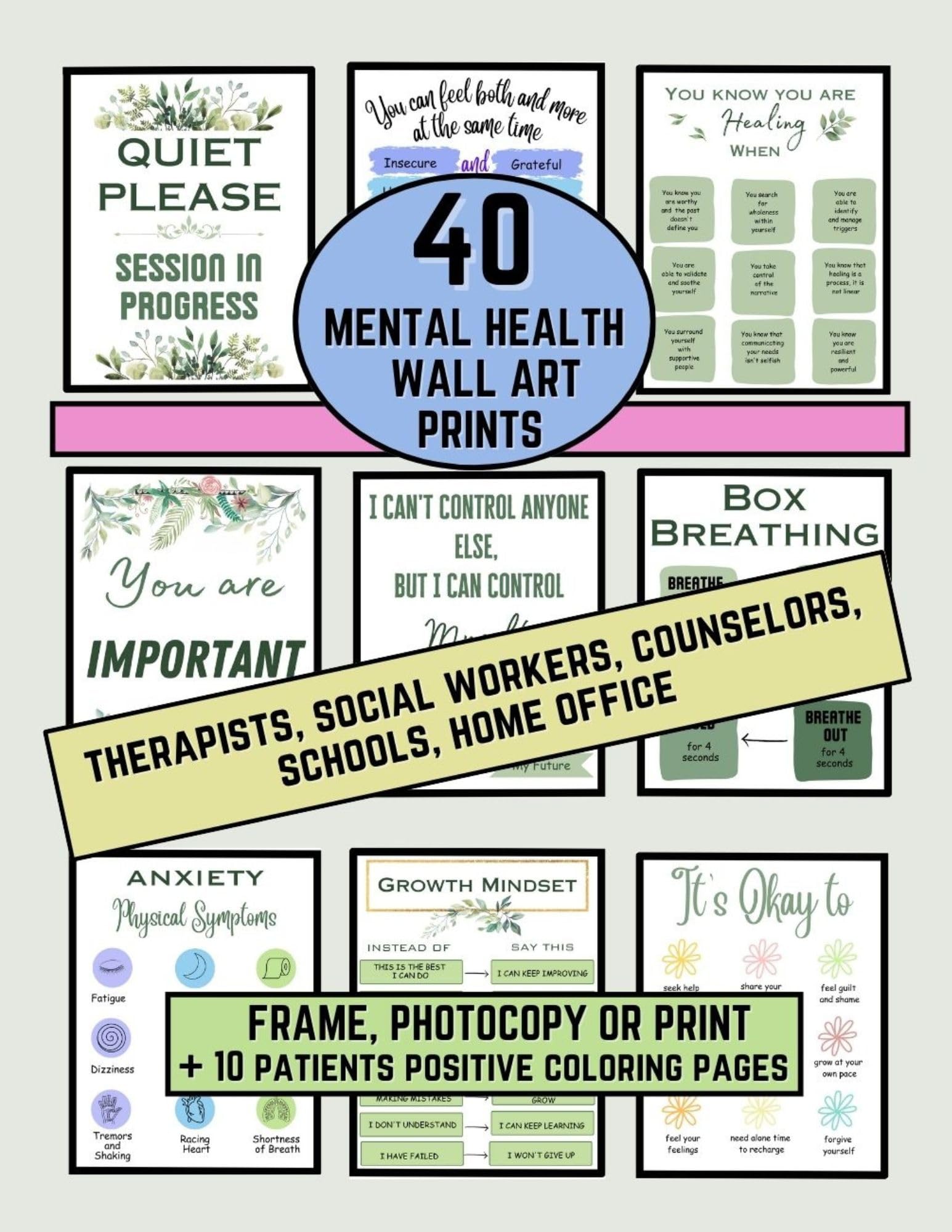 40 MENTAL HEALTH WALL ART PRINTS: Botanical Colors: For therapists ...