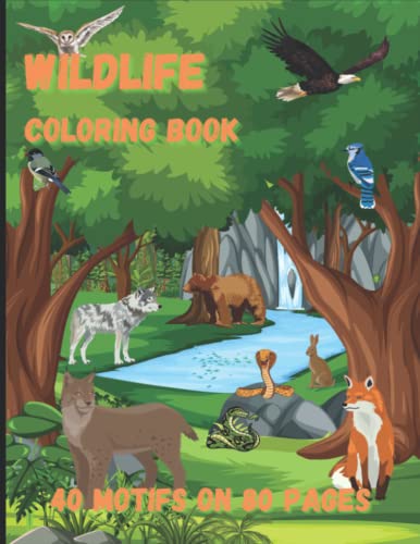 Wildlife Coloring Book: 40 motifs on 80 pages. Painting fun for young ...