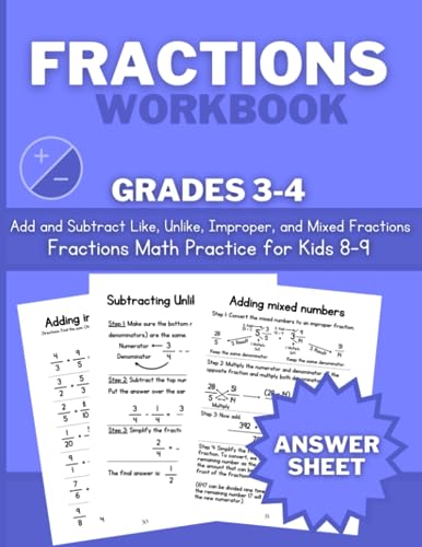 Fractions Practice Workbook: Learn How to Add and Subtract Different ...