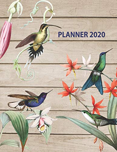 2020 Planner: Pretty Birds & Flowers on Wood Background Weekly ...