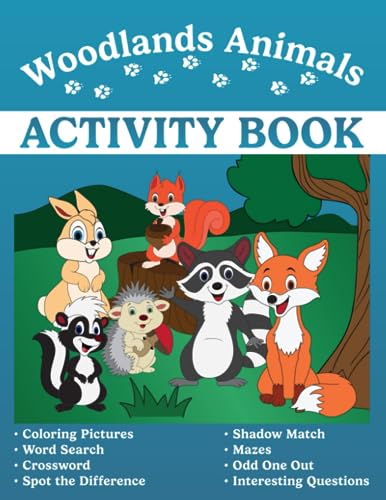 Woodlands Animals Activity Book: Word Search, Coloring, Crosswords ...