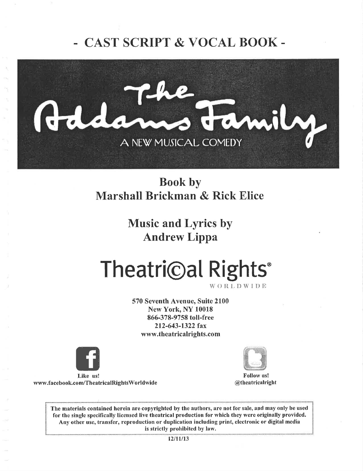 The Addams Family: A New Musical Libretto / Vocal Book by Marshall ...