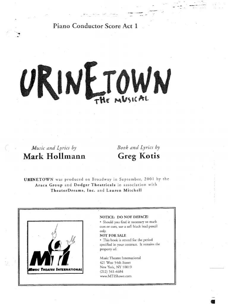 Urinetown: The Musical (Libretto Vocal Book) by Mark Hollmann | Goodreads