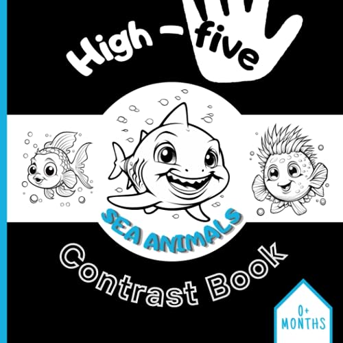 High-five Contrast Book Sea Animals: Baby Book for Kids with Black and ...