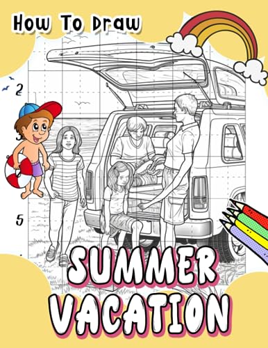 How To Draw Summer Vacation: Easy Step-by-Step Coloring Book for Kids ...