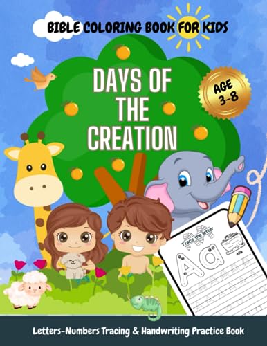 Bible Coloring Book for Kids Days of the Creation: Alphabet and Numbers ...