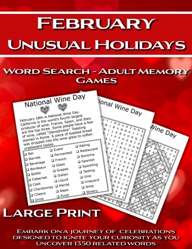 February Unusual Holidays Word Search - Adult Memory Games: Embark on a ...