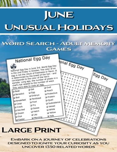 June Unusual Holidays Word Search - Adult Memory Games by Cynthia ...