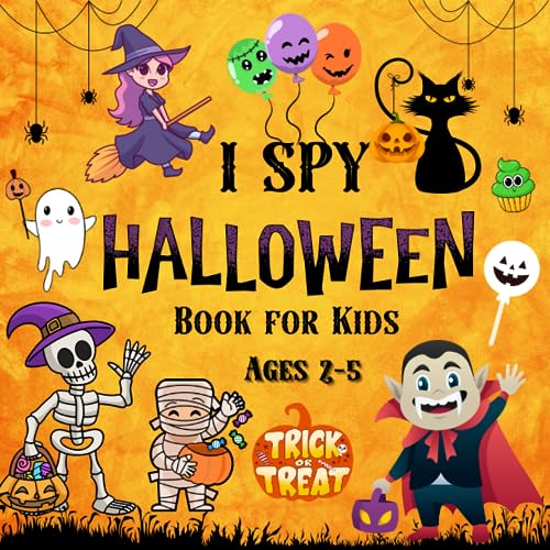 I Spy Halloween Book For Kids Ages 2-5: A Fun Coloring and Guessing ...