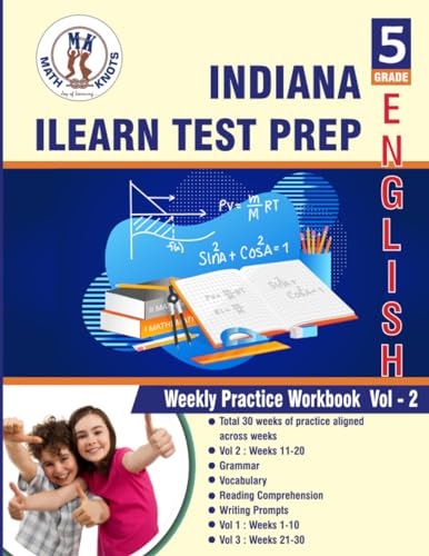 Indiana(ILEARN) : 5th Grade ELA Test Prep : Weekly Practice Work Book ...