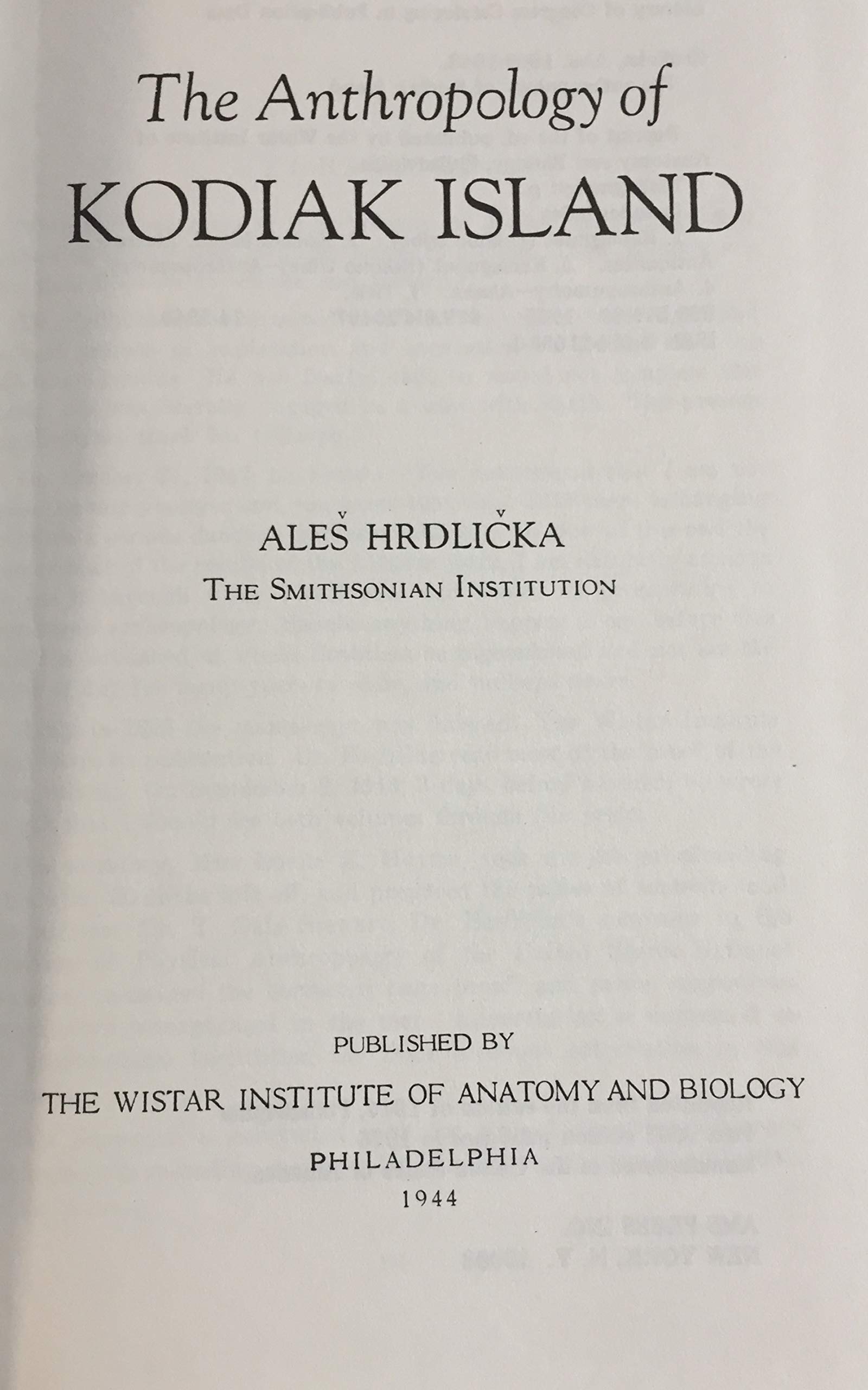 Anthropology of Kodiak Island by Ales Hrdlicka | Goodreads
