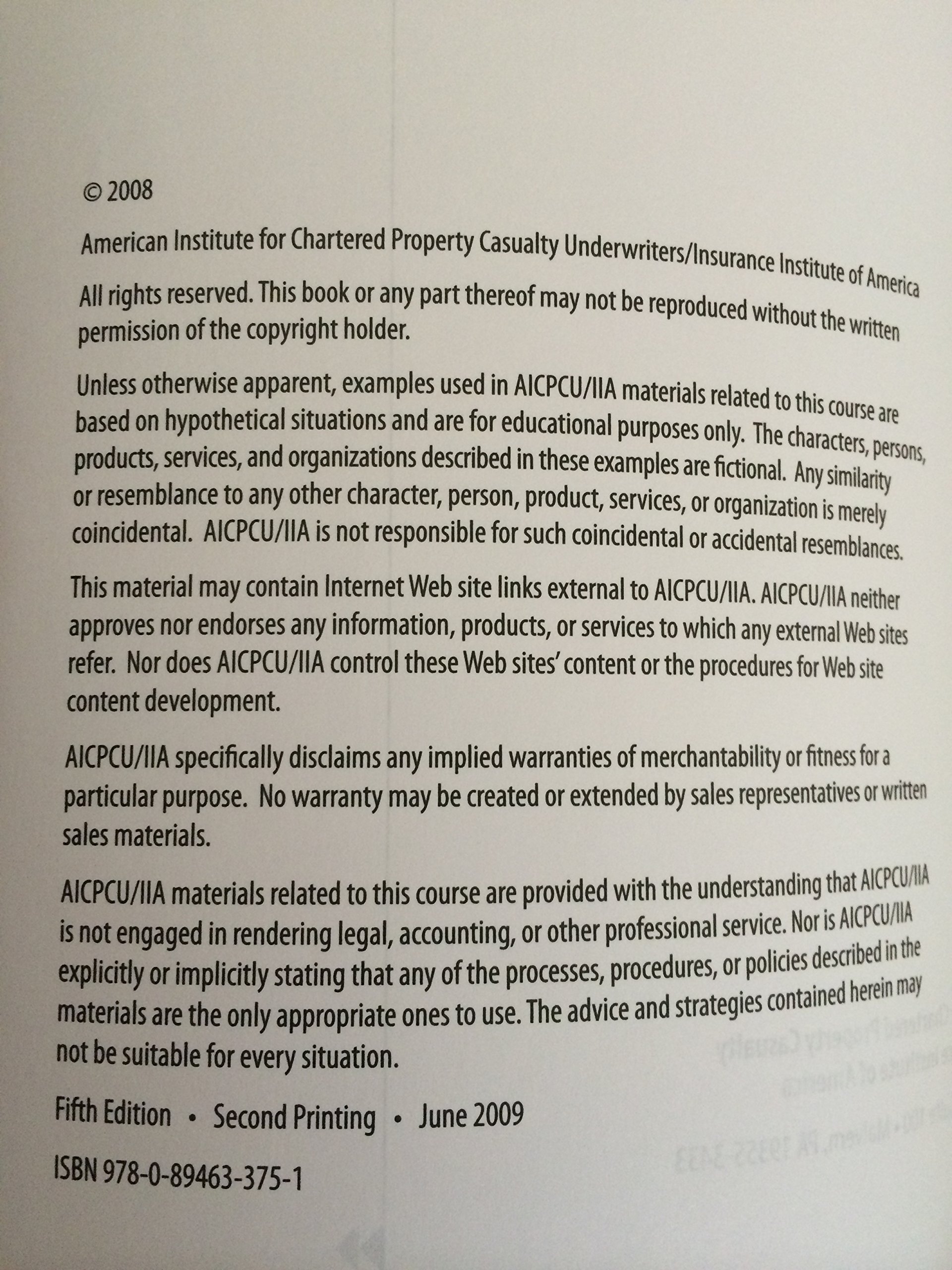 Property and Liability Insurance Principles INS 21 Course Guide by ...