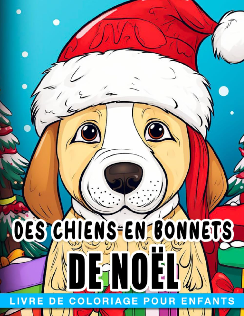 Livre de coloriage pour enfants avec des chiens en bonnets de Noël ...