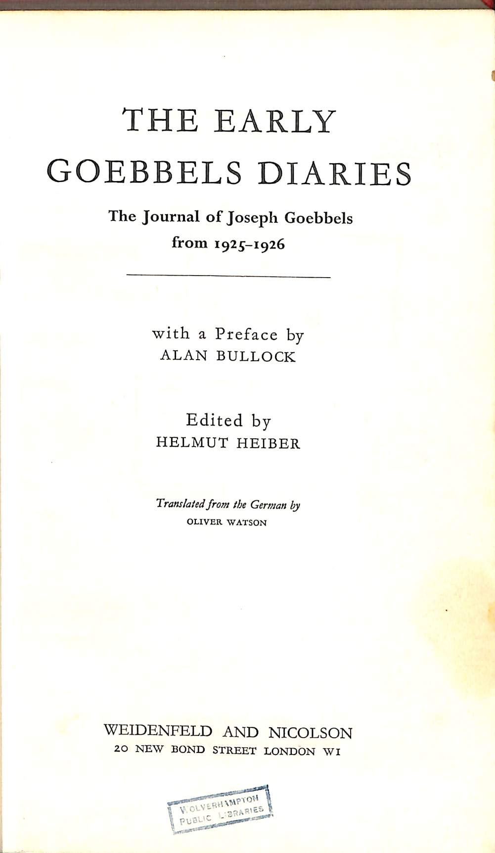The early Goebbels diaries, 1925-1926 by Joseph Goebbels | Goodreads
