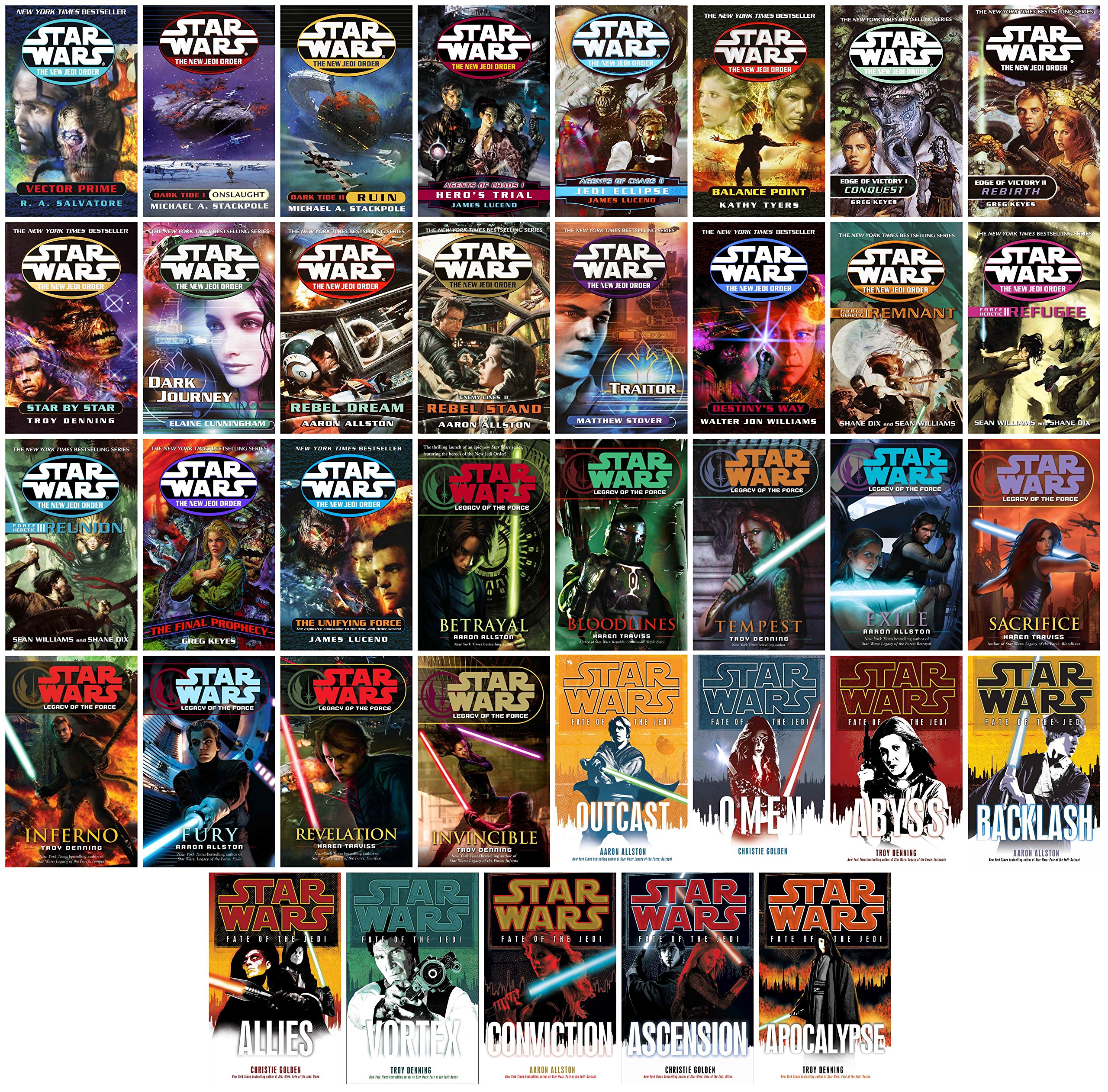 Star Wars New Jedi Order (19 Books), Legacy of the Force (9 Books ...