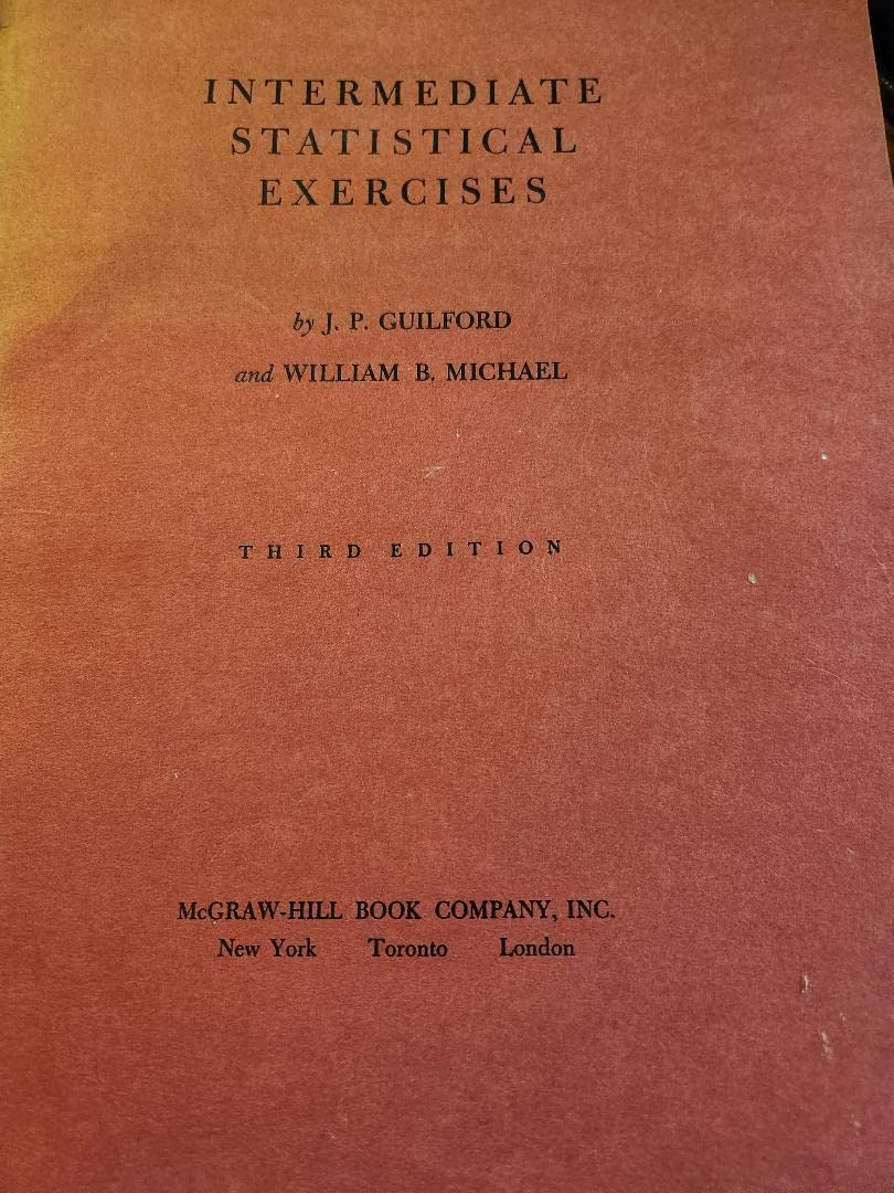 Intermediate statistical exercises, by J. P Guilford | Goodreads