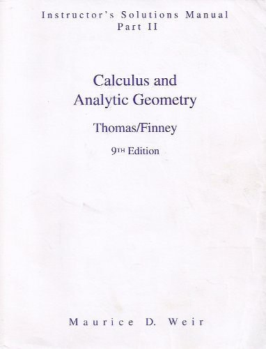 Calculus & Analytic Geometry: Instructor's Solutions Manual by Maurice ...