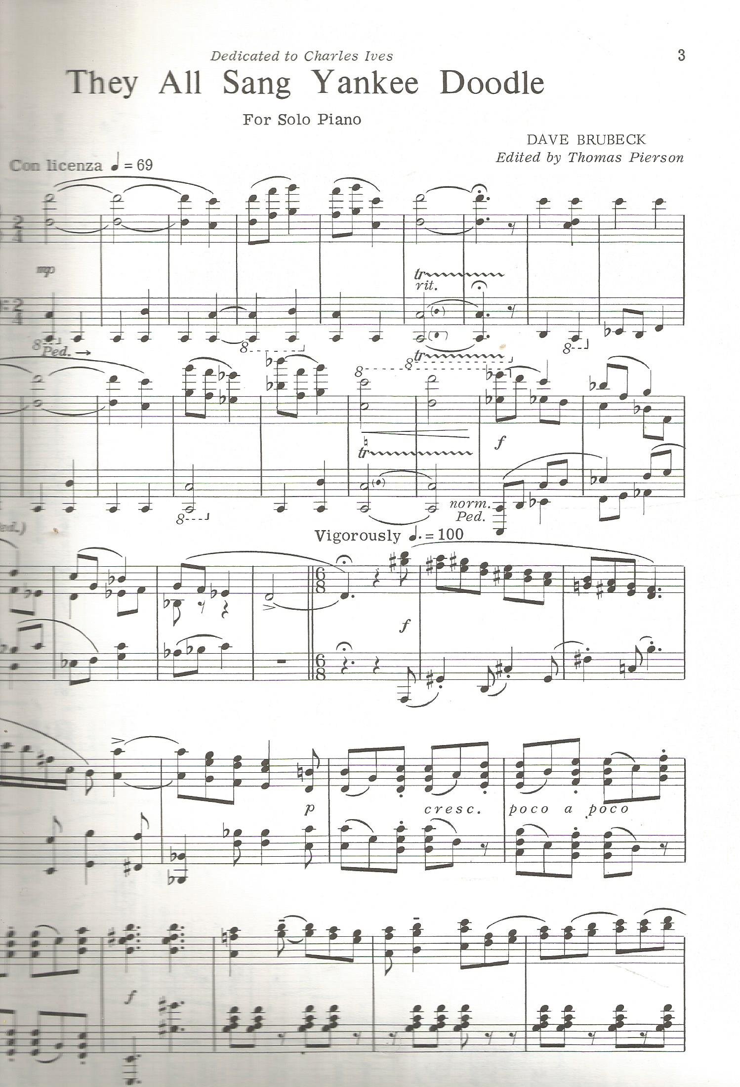 They All Sang Yankee Doodle, for piano solo by Dave Brubeck | Goodreads