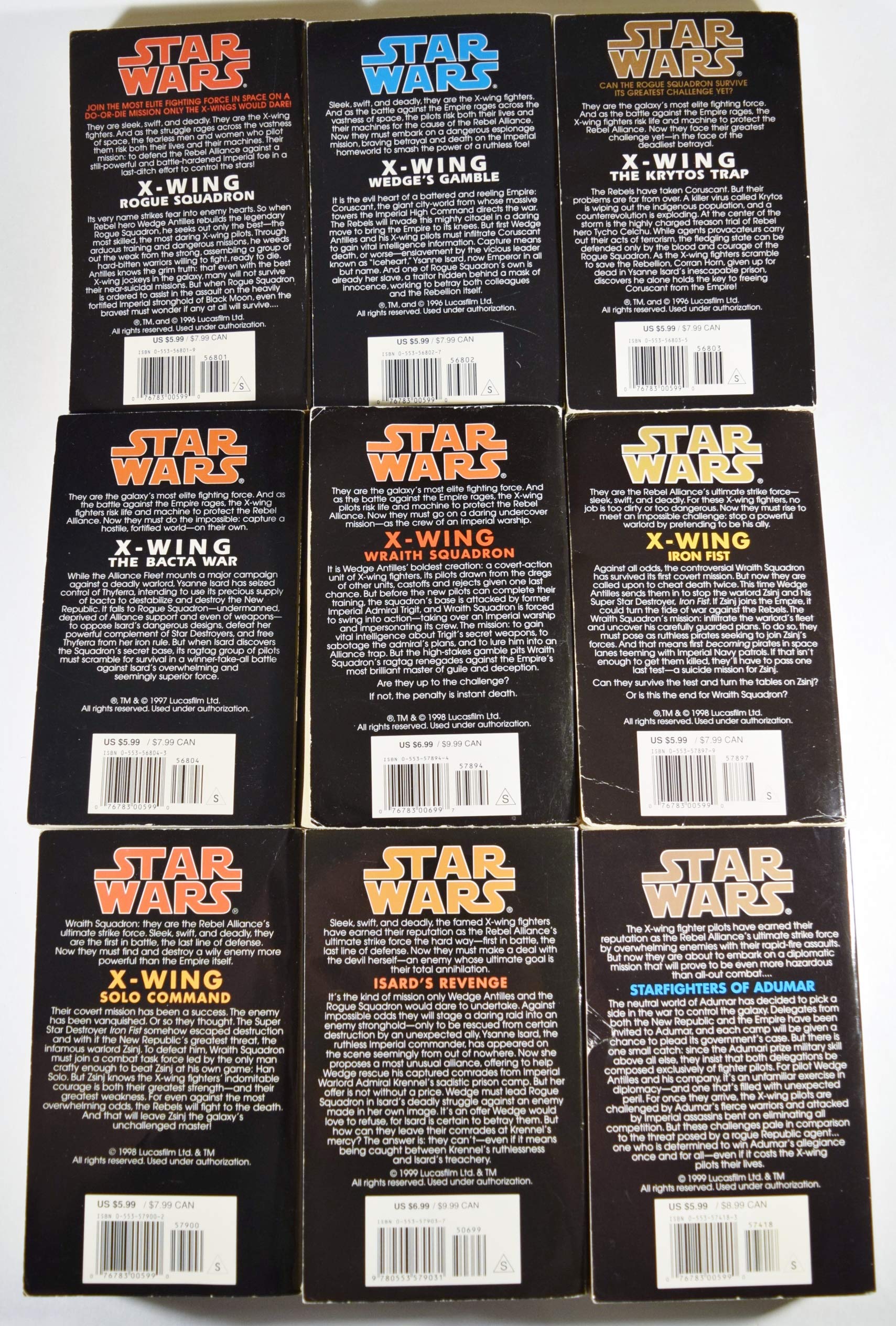 Star Wars X-Wing Series Complete Set of 9 Books: Rogue Squadron Wedge ...