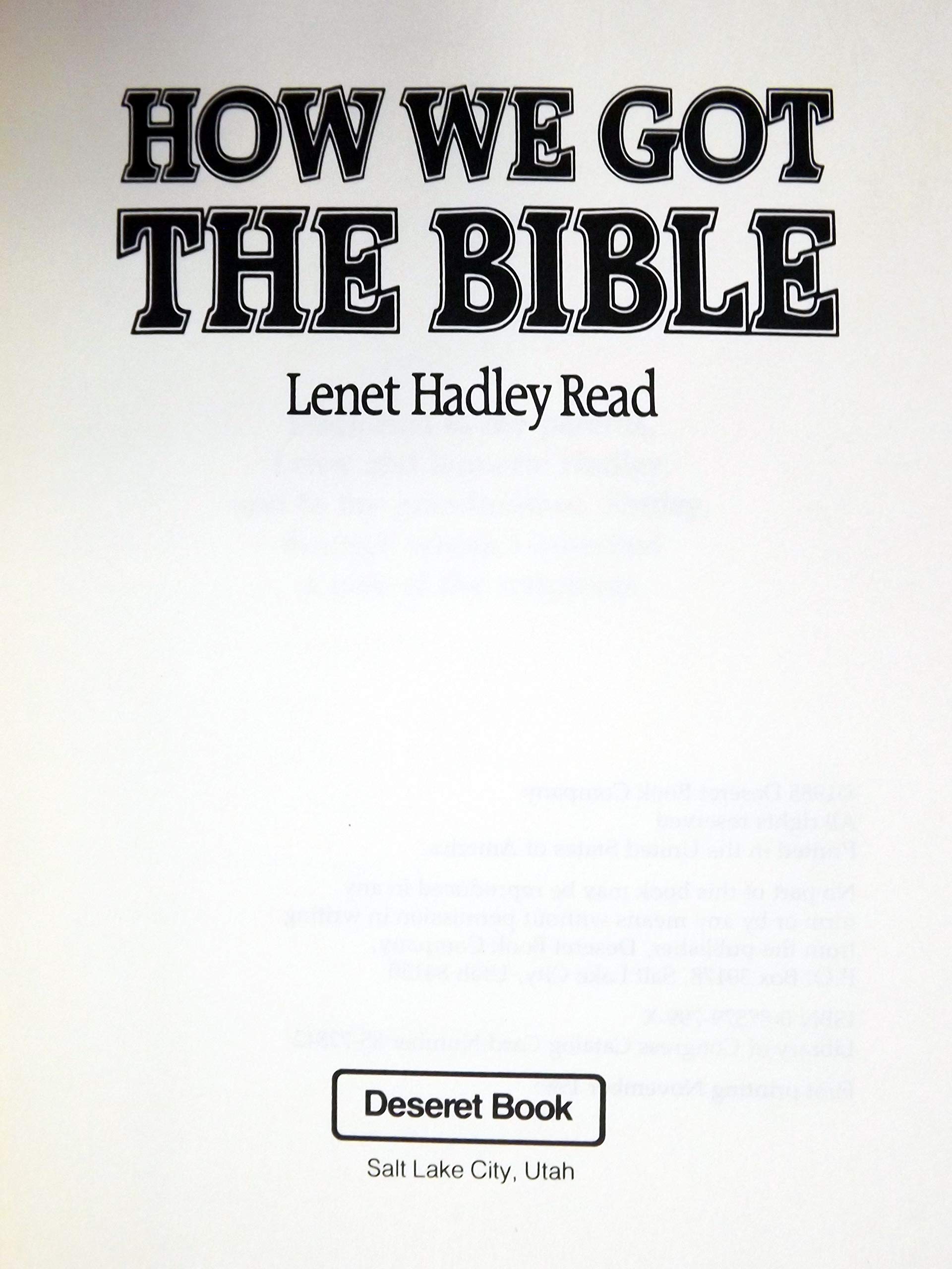 How We Got the Bible by Lenet Hadley Read | Goodreads