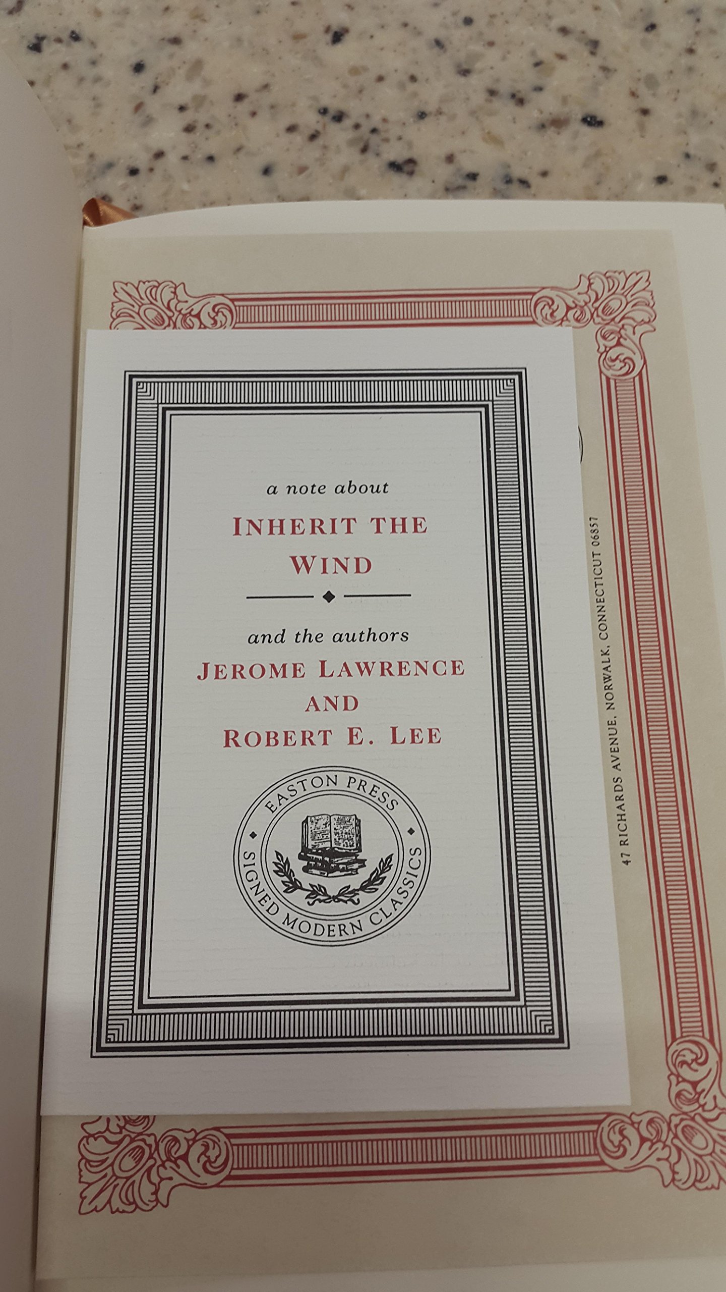 Inherit the Wind : Signed Collector's Edition by Jerome Lawrence ...